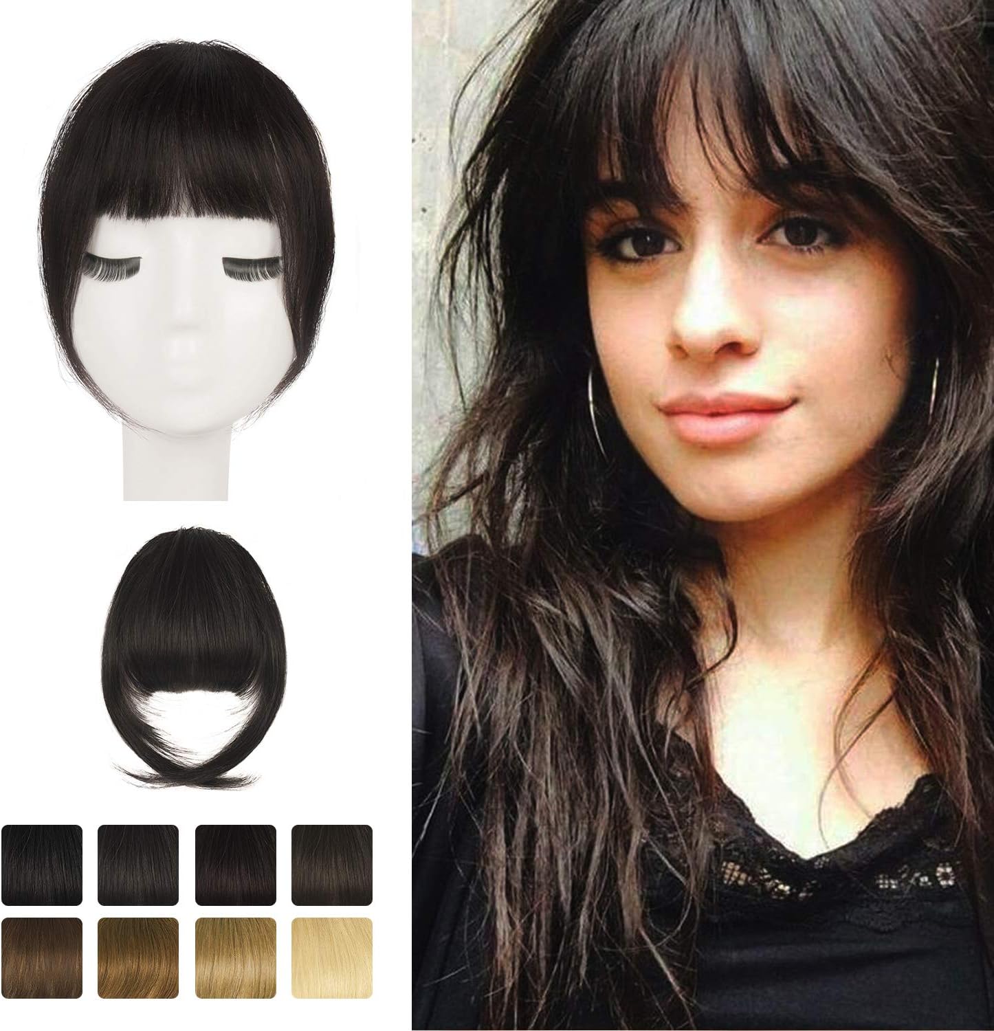 BARSDAR Clip in Fringe Human Hair 100% Real Hair Fringe Extensions Clip ...