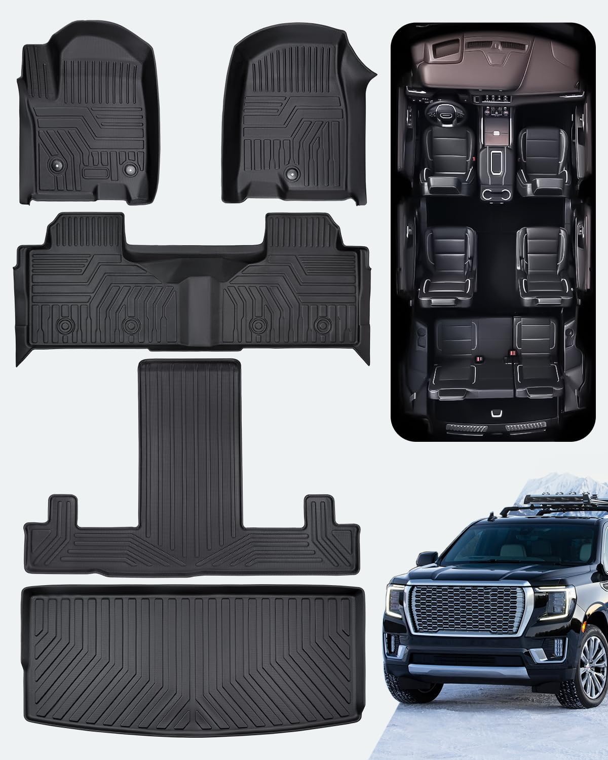 Liner Master® Floor Mats 3 Row Cargo & Liner Set for Chevrolet Tahoe ...