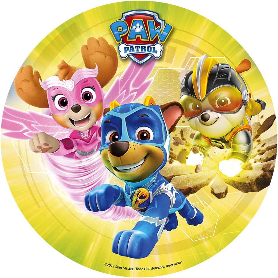 Dekora Mighty PUPS for PAW Patrol Fans Round 20cm 8 inch Edible Wafer ...