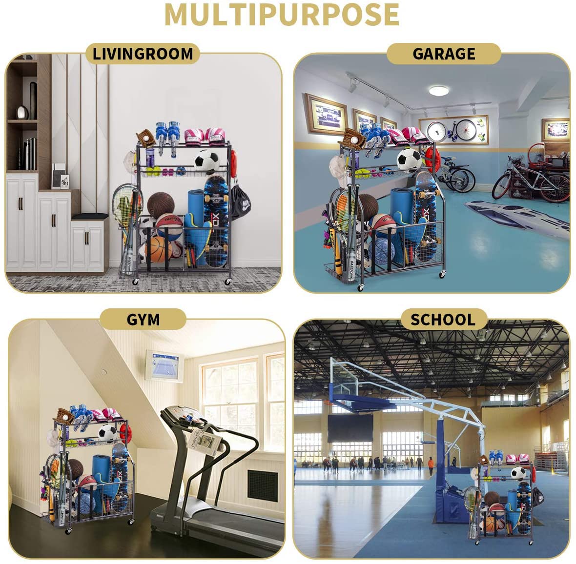 Mua Garage Sports Equipment Storage Organizer with Baskets and Hooks ...