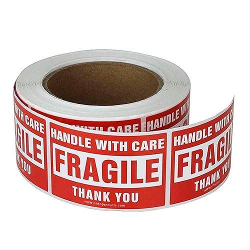 enko 3 x 5 Inch Large Fragile Stickers Handle with Care Warning Packing ...