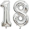 Amazon.com: Large Silver 18 Number Balloons, 40 Inch Jumbo Number 18 ...