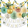 Amazon.com: Sage Green Baby Shower Decorations Welcome Baby Banner ...