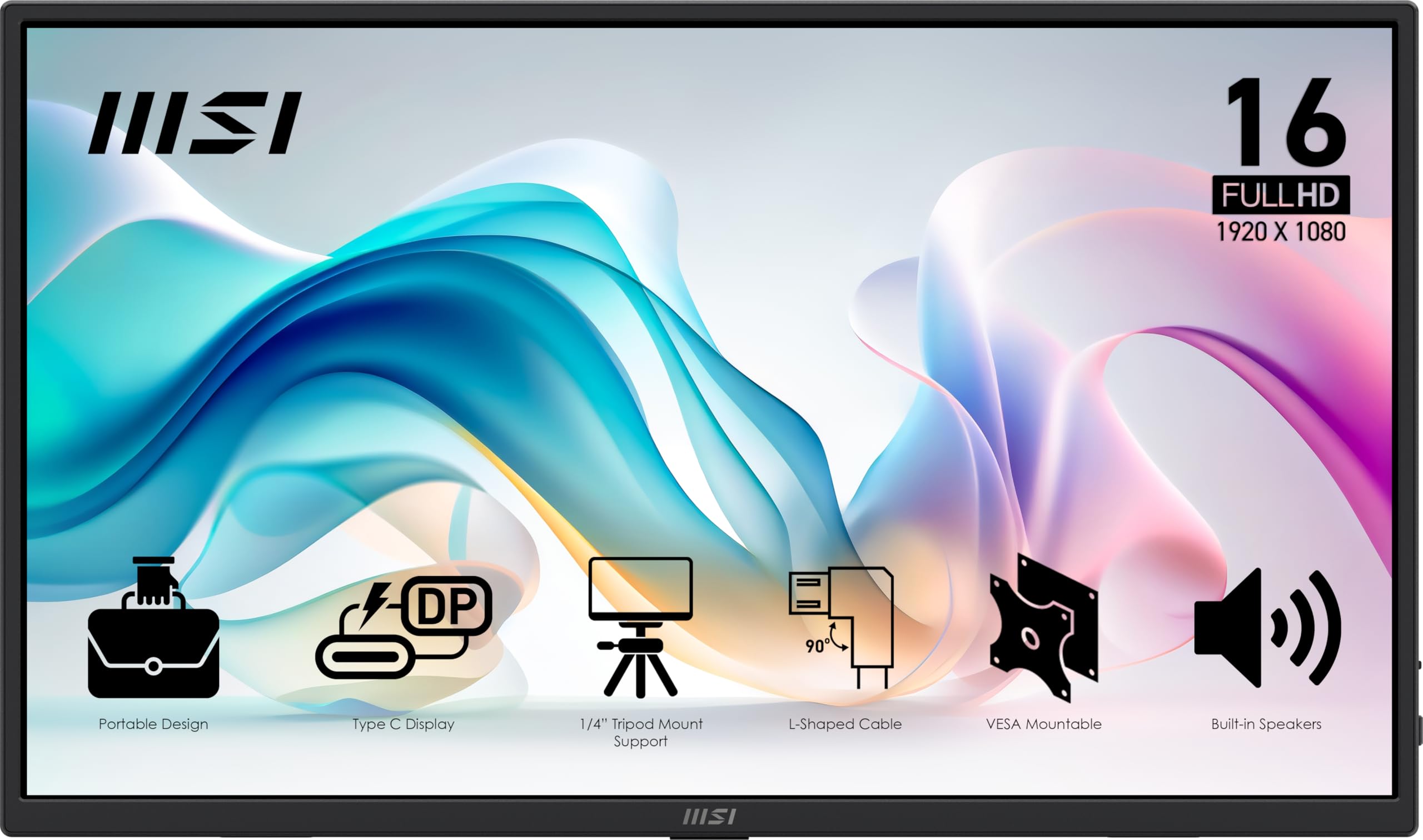 MSI Pro MP165 E6 Portable Monitor, 15.6" FHD IPS 1080p, USB Type-C ...