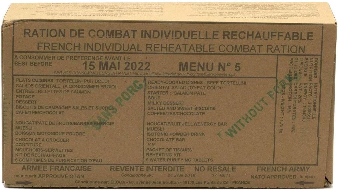 New FRENCH MRE Army Ration Meal Ready To Eat Emergency Food Supplies ...