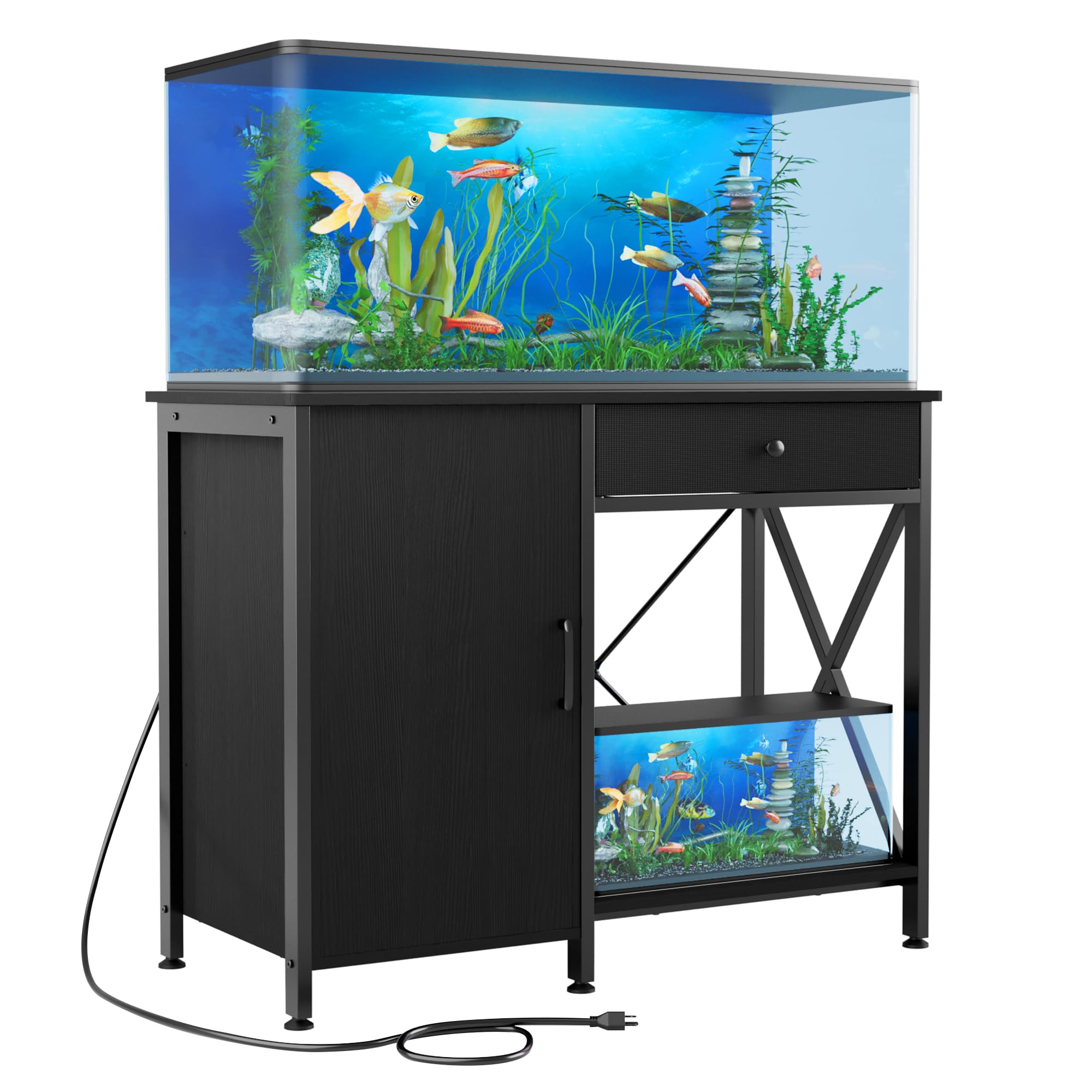 FILKO 40-50 Gallon Fish Tank Stand: Sturdy Aquarium Stand with Storage ...