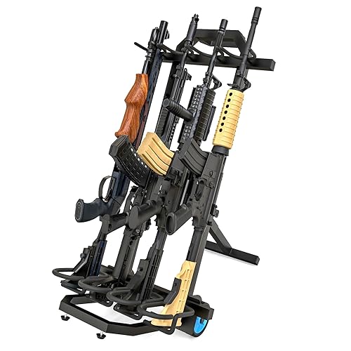 Portable Gun Rack on Wheels,Folding Rifle Rack,Adjustable Freestanding ...