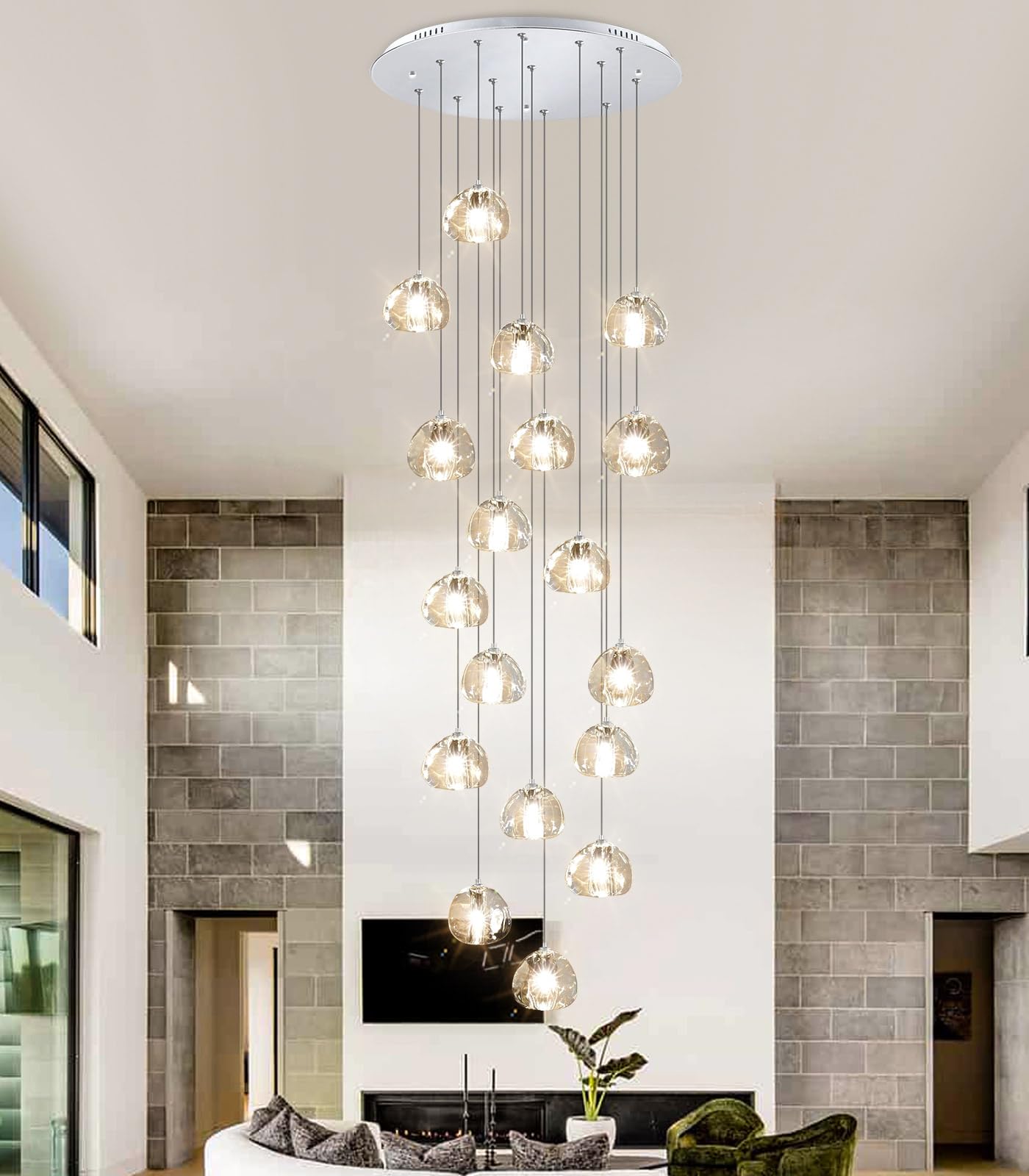 YLKP 138'' Crystal Chandelier 18-Lights LED Ceiling Light Fixture High ...