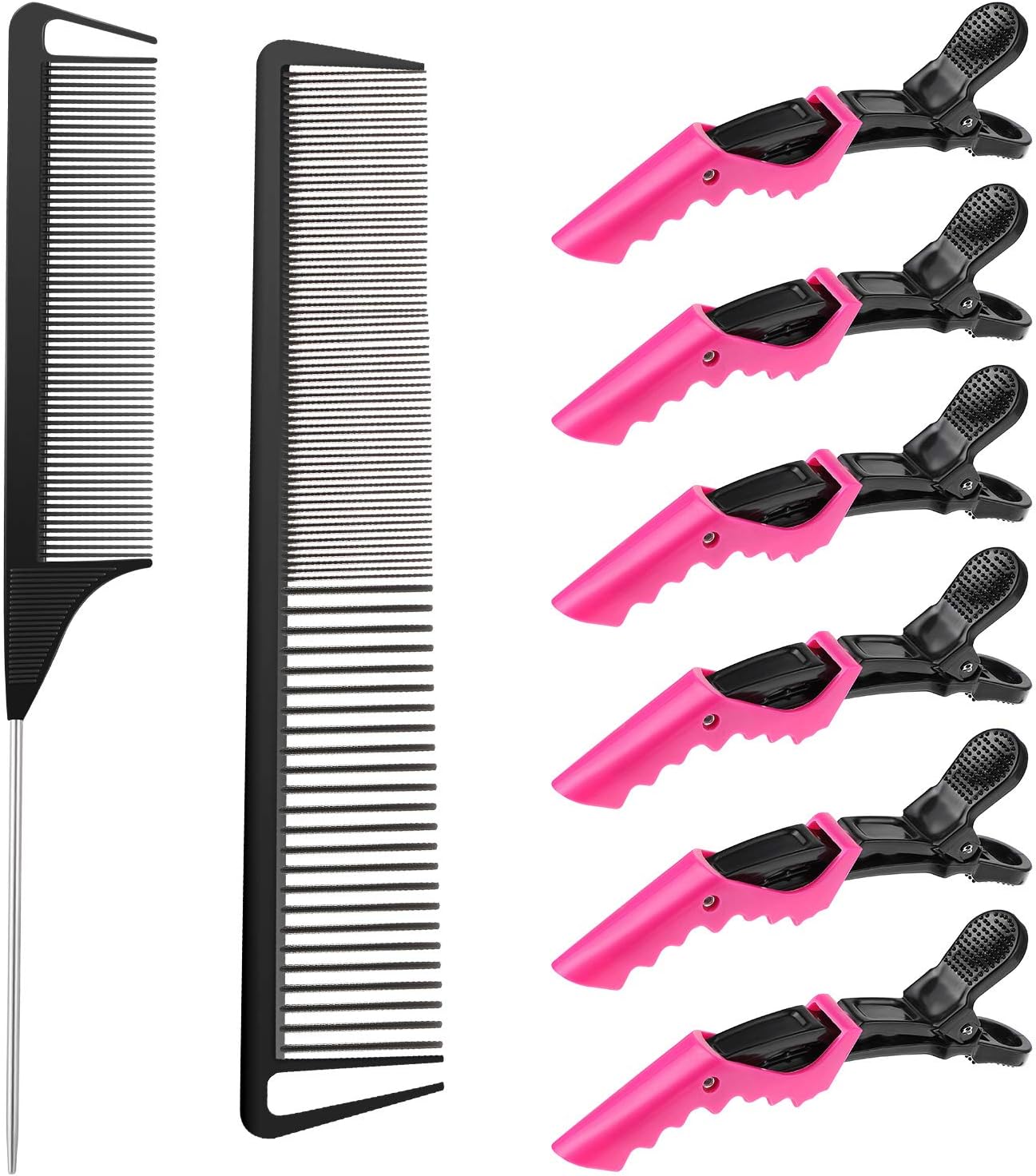 2 Pieces Carbon Fiber Combs and 6 Pieces Sectioning Alligator Hair Clip ...