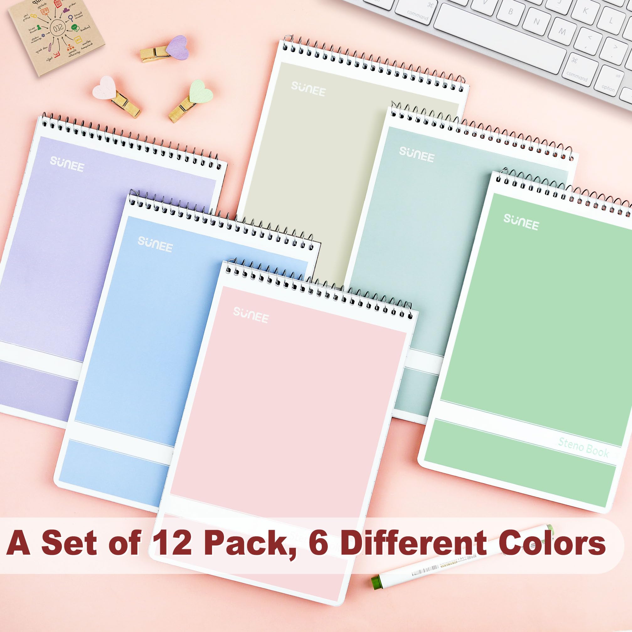 Mua SUNEE 12 Pack Steno Pads 6x9, Gregg Rule, 60 Sheets, 6 Assorted ...
