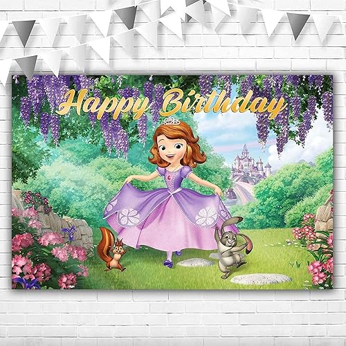 YouRan Sofia The First Birthday Theme Backdrop Happy Birthday 5x3ft ...