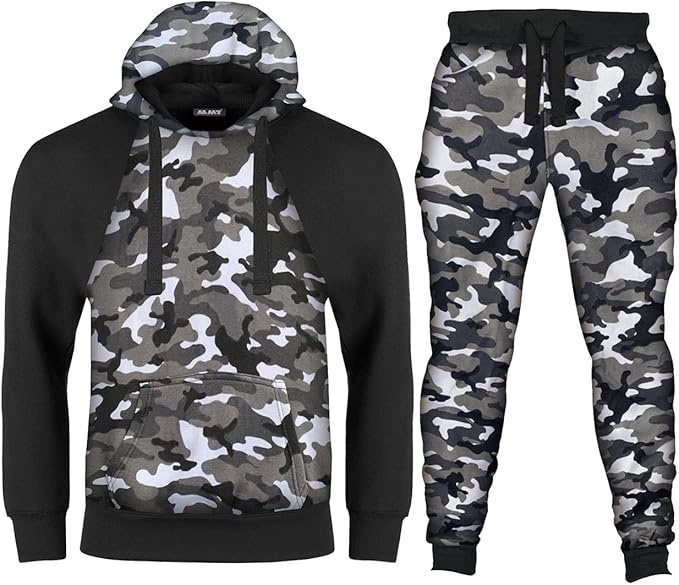 Kids Boys Camouflage Print Tracksuit Sweat Top & Jogging Camo Pullover ...