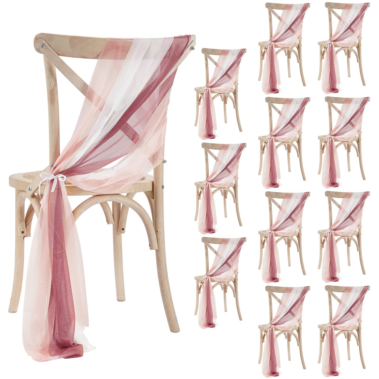 Moukeren 36 Pieces Wedding Aisle Chair Decorations Wedding Chair Ribbon ...