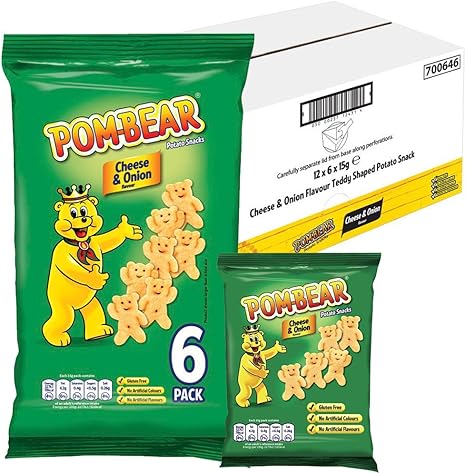Pom-Bear Multipack Crisps, Flavoured Bear Shaped Potato Crisp Snacks ...
