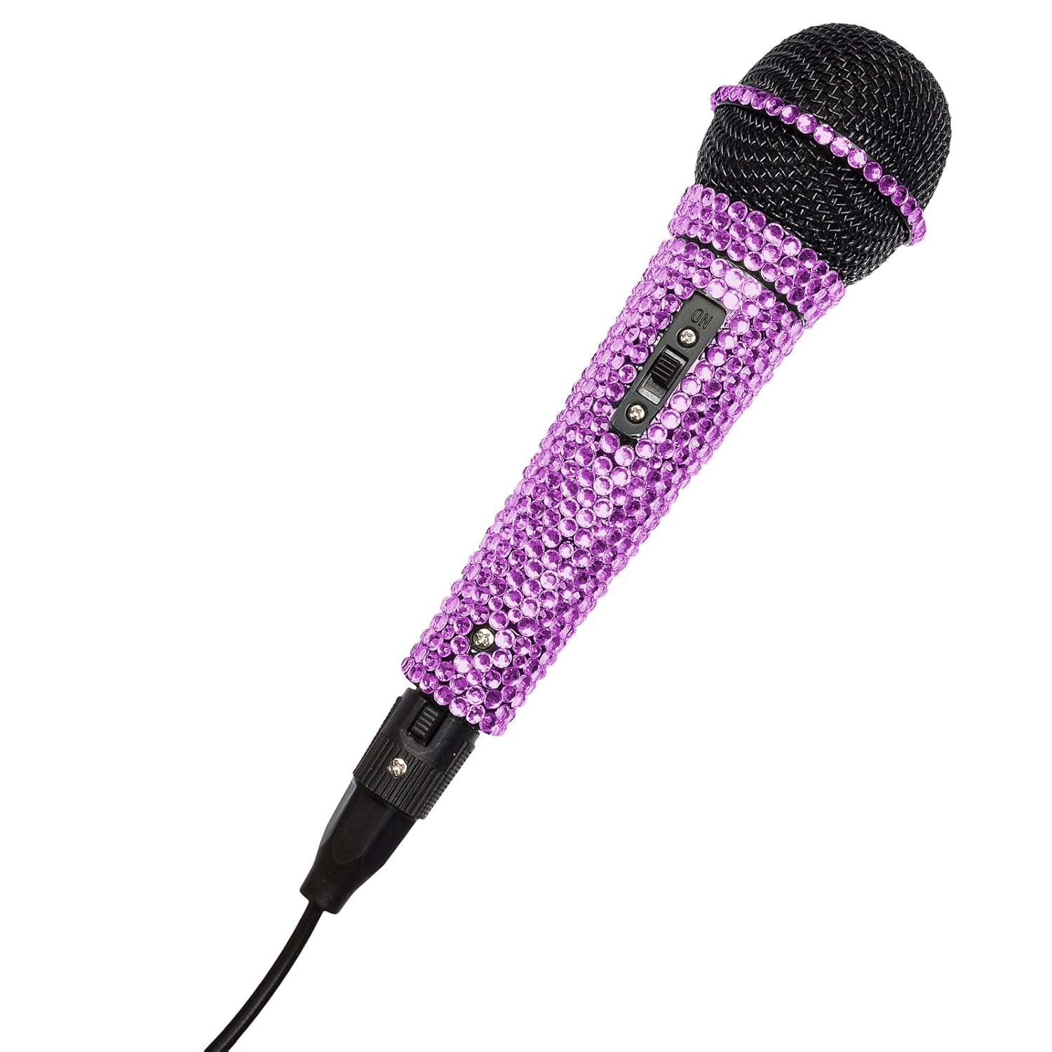 Crystal Case Crystal Rhinestone Wired Karaoke DJ Microphone (Purple ...
