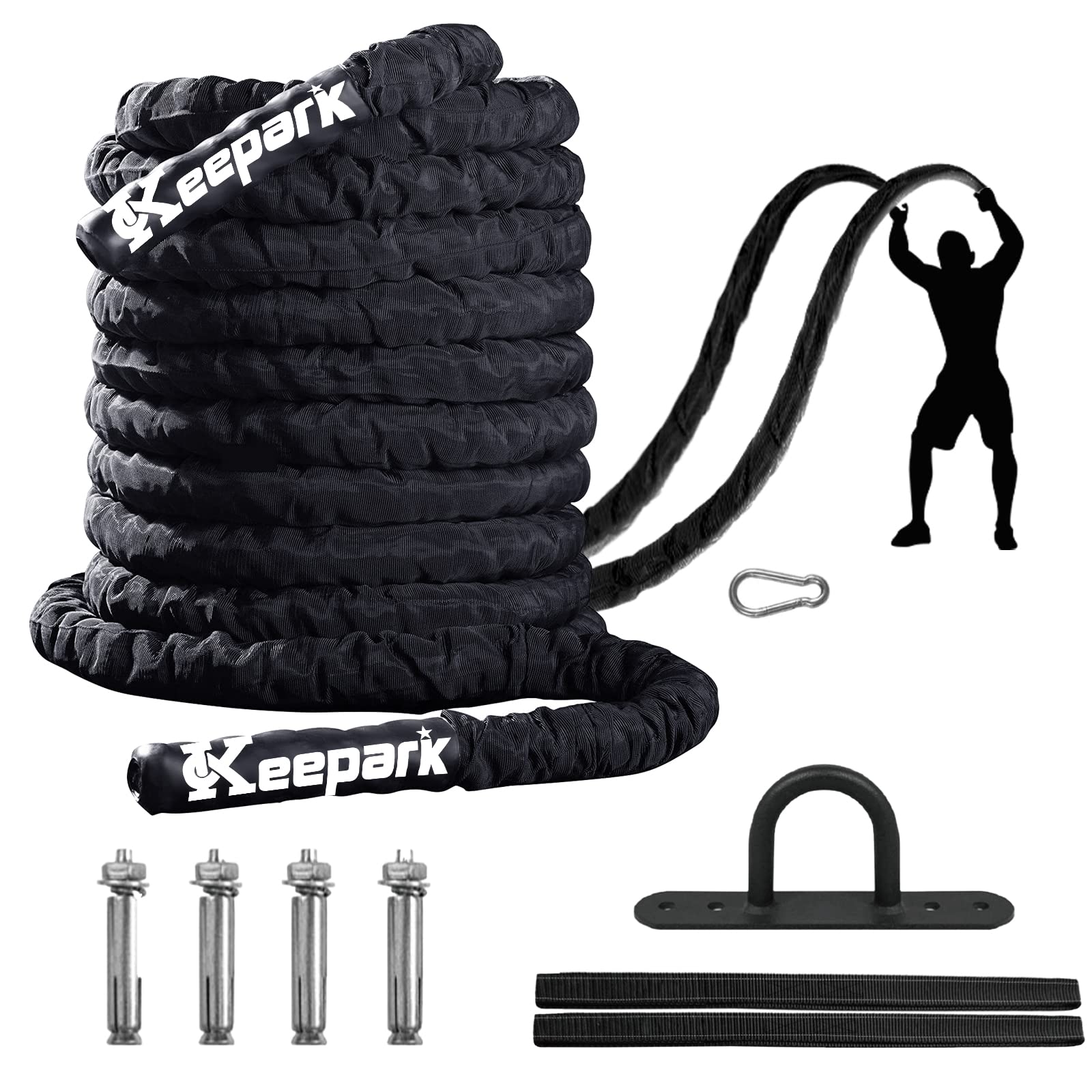 Keepark Jump Rope Battle Rope Exercise Rope 1.5inch,Heavy Exercise Rope ...