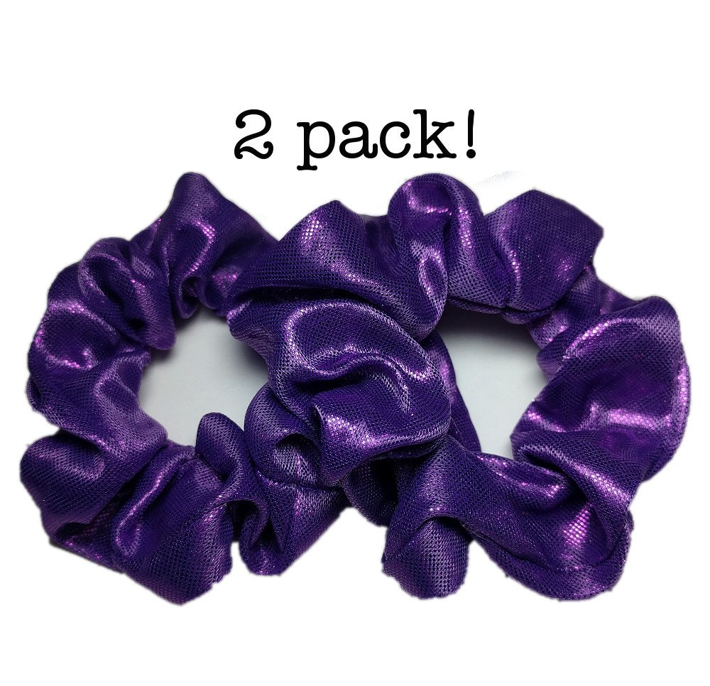 Amazon.com : Shiny Metallic Scrunchie Set, Set of 2 Red Lame Scrunchies ...