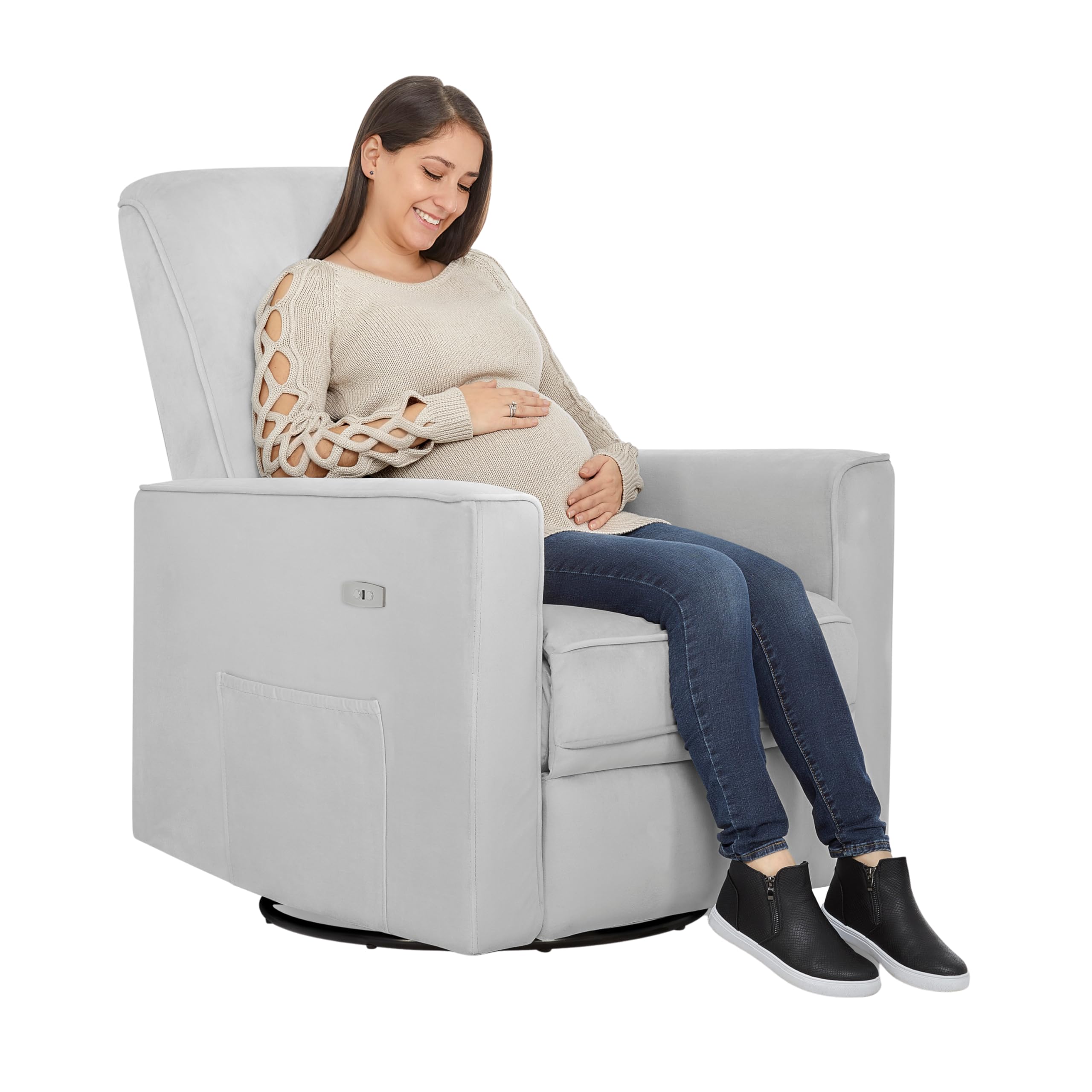 Evolur Harlow Deluxe Upholstered Plush Seating Glide Rocker, Swivel ...