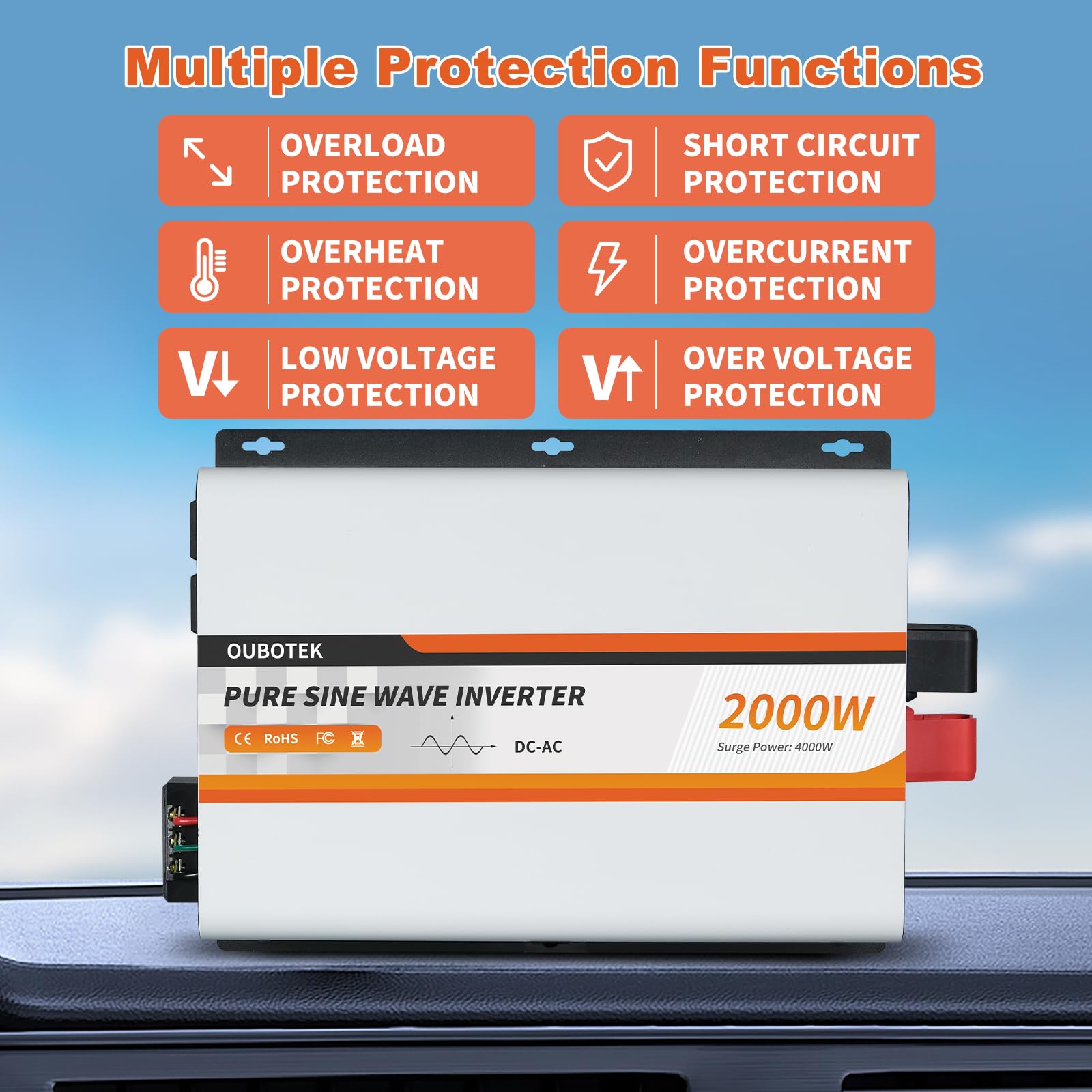 Mua 2000W Pure Sine Wave Inverter 12V DC to 120V AC Converter for ...