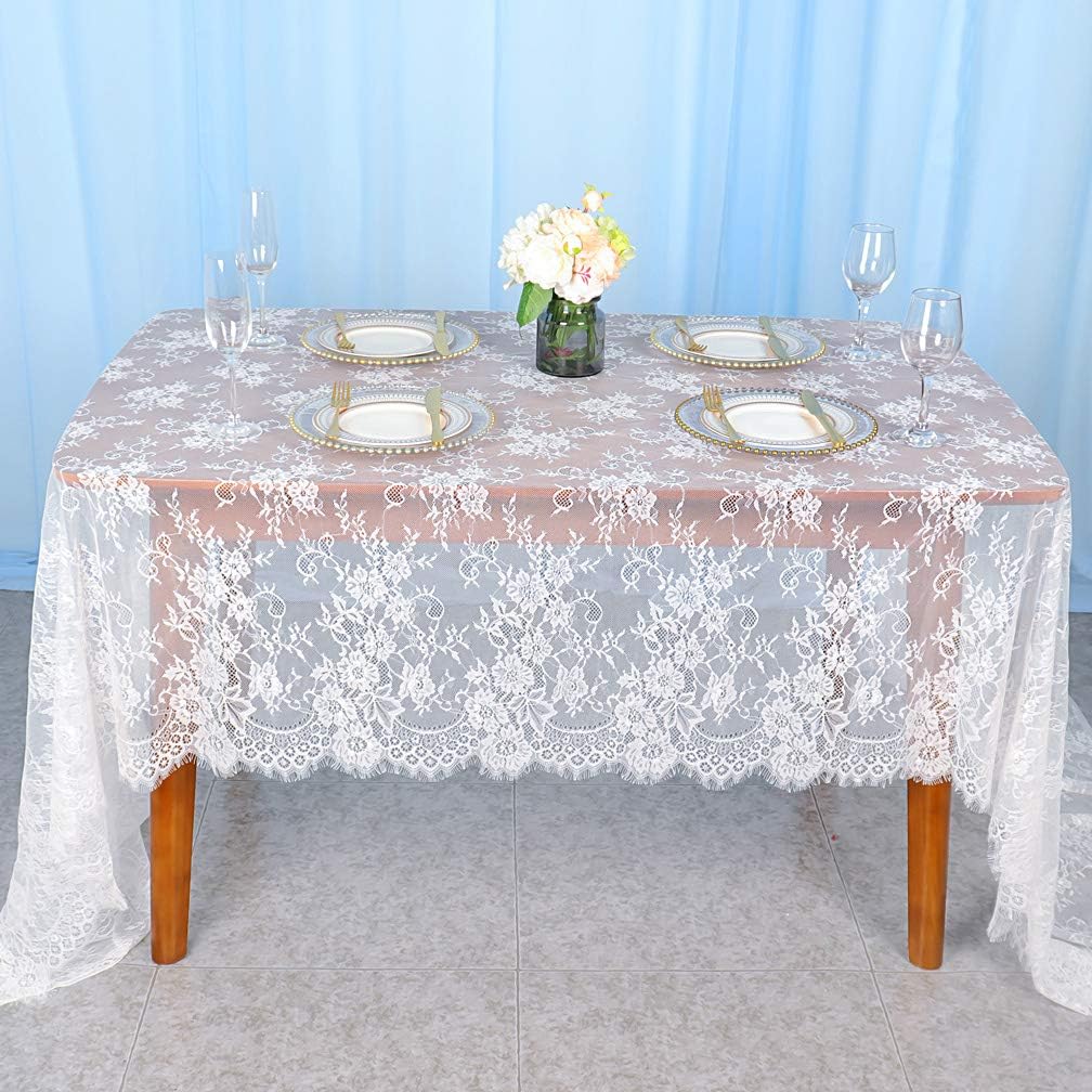 Amazon.com: Partisout Lace Tablecloth Rectangular 60x120 Lace Table ...