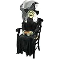 Amazon.com: Sitting Witch Animated Prop Halloween Porch Greeter : Home ...