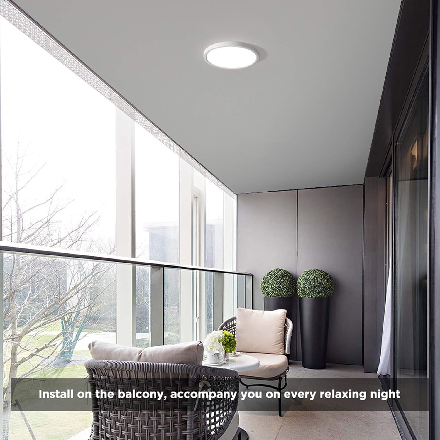 Taloya LED Flush Ceiling Light Neutral White (4000k) Round White 18w ...