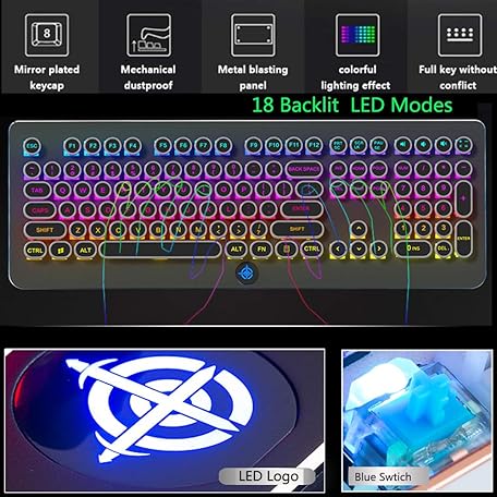 Mua MK9 Mechanical Gaming Keyboard RGB Retro Keyboard-Blue Switch-LED ...