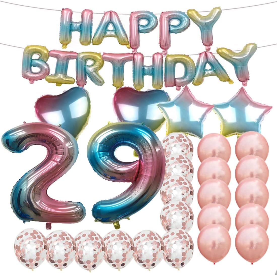 Amazon.com: Sweet 29th Birthday Decorations Party Supplies,Rainbow ...