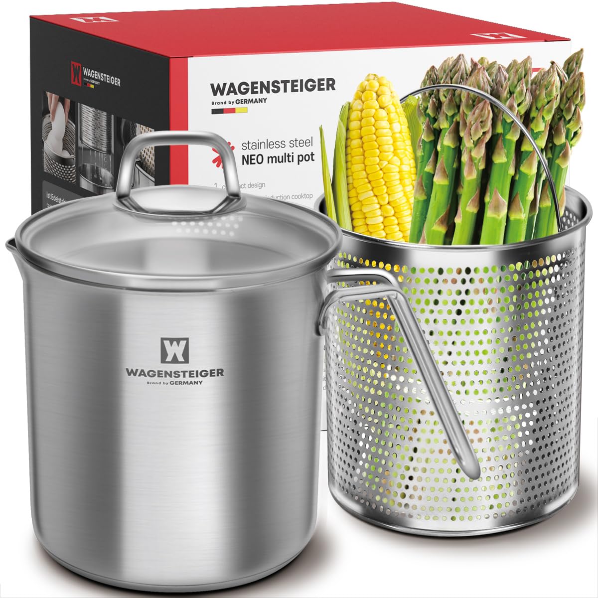 WAGENSTEIGER Premium Stainless Steel Asparagus Vegetable Steamer Pot ...
