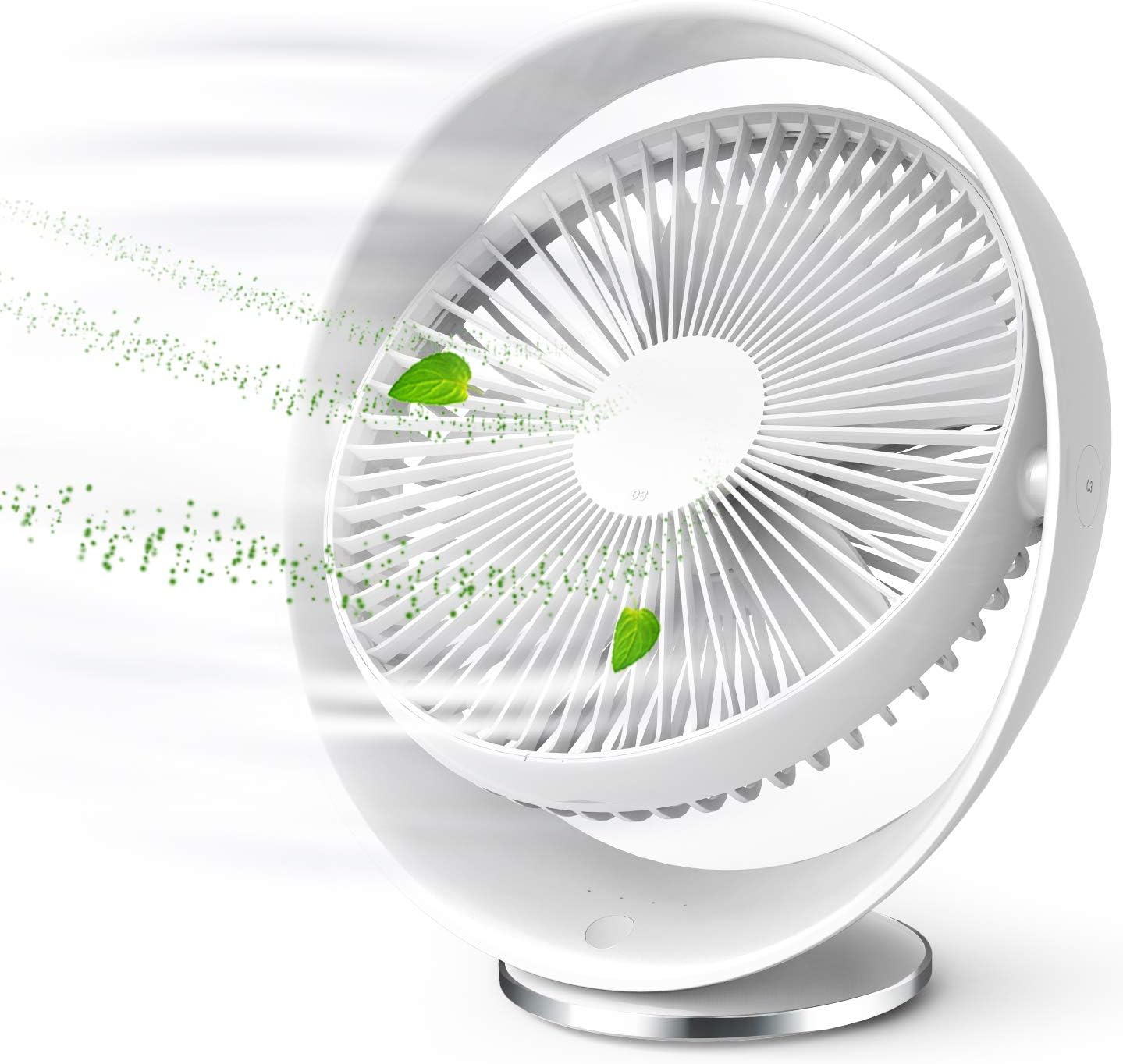 RATEL Quiet USB Fan, 8-Inch Rechargeable Cooling Desktop Fan with 3 ...