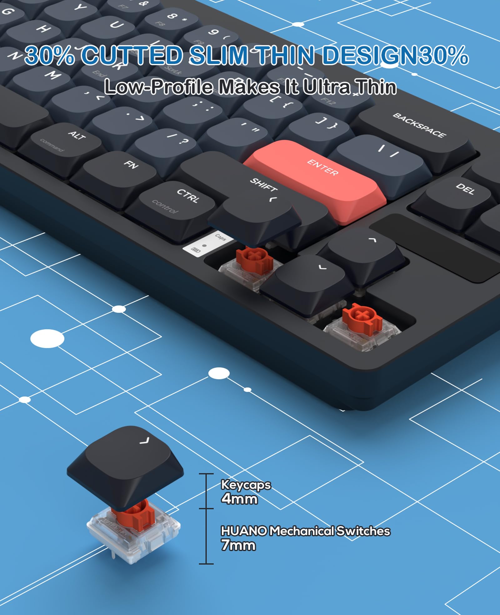 Mua MAGIC-REFINER RKL680 Ultra-Thin Wireless Mechanical Keyboard, 60% ...