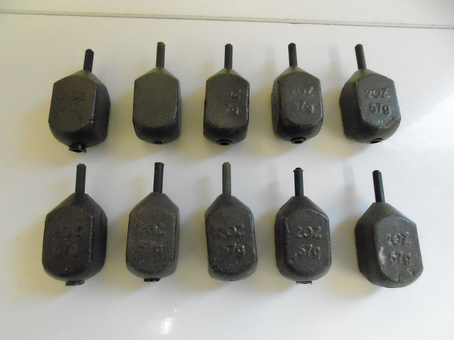 TMC Pack of 10 x Square Inline Weights for Fishing. Size 2 oz. Carp ...