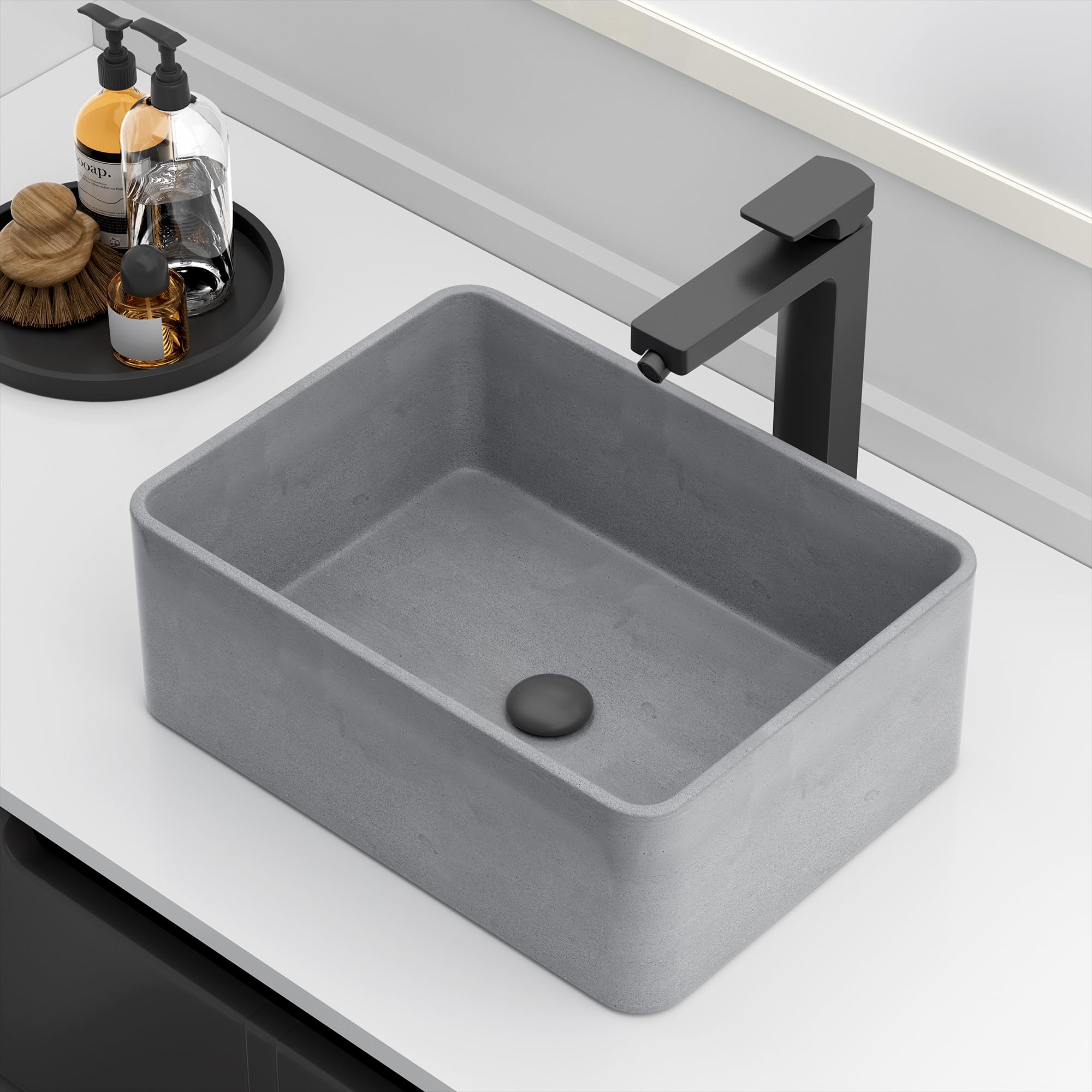 Vessel Sink 16"X12" Concrete Bathroom Sinks Rectangular Vessel Sinks ...