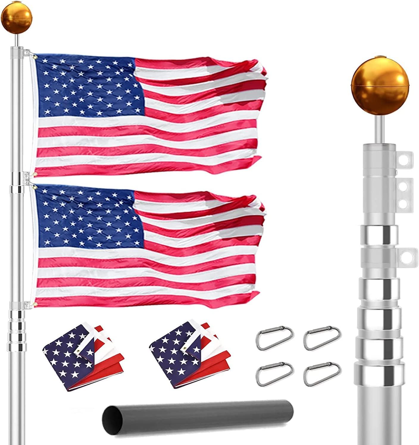 Mua SEEYANG 20FT Telescoping Flag Pole Kit, Heavy Duty Aluminum ...