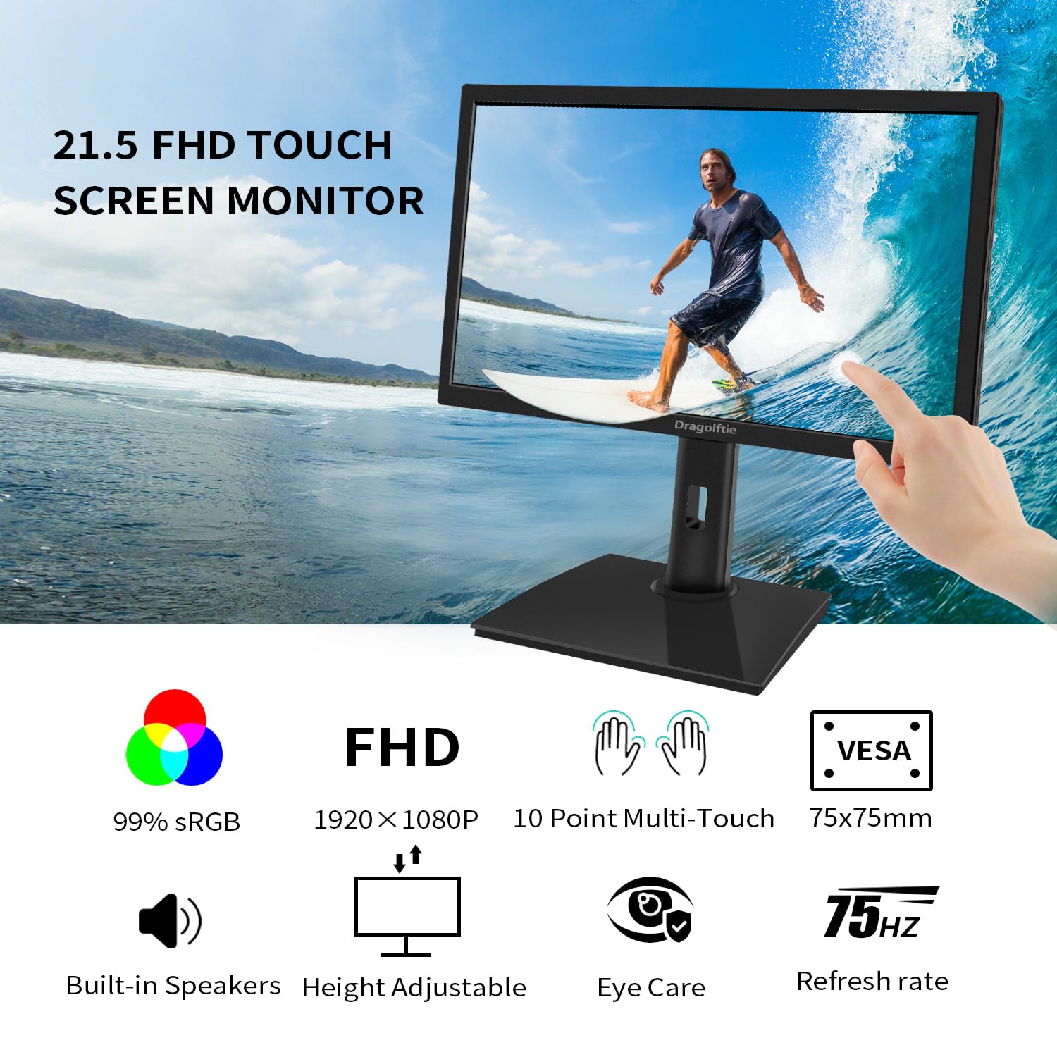 Mua 21.5 Inch Touchscreen Monitor FHD 1920x1080P, Height/Pivot/Swivel ...