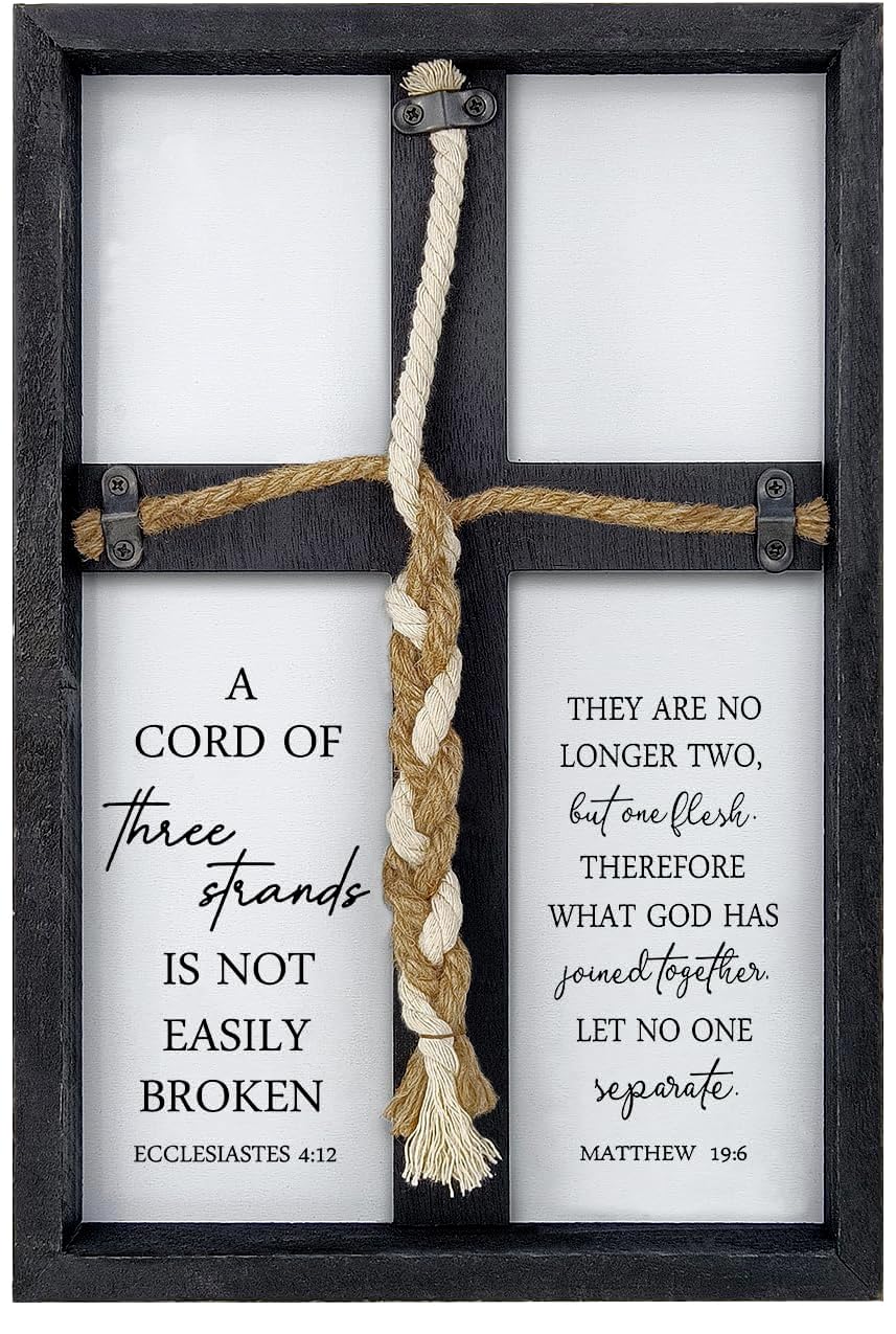 A Cord of Three Strands Wedding Sign Wall Decor 15x10 Inch Christian Marriage Art Wood Framed ...