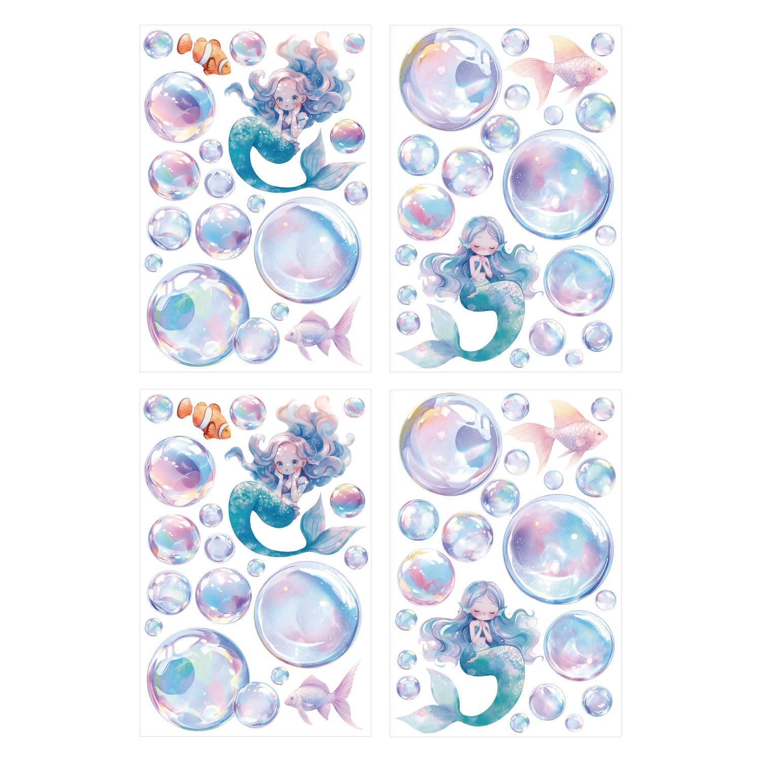 4 Sheets Bubble Wall Decals, Colorful Bubble Wall Cutouts Decal Ocean ...