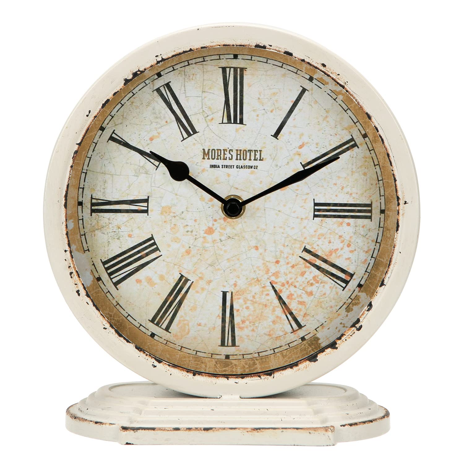 NIKKY HOME Vintage Table Clock, Large Metal White Table Clock Retro Non ...