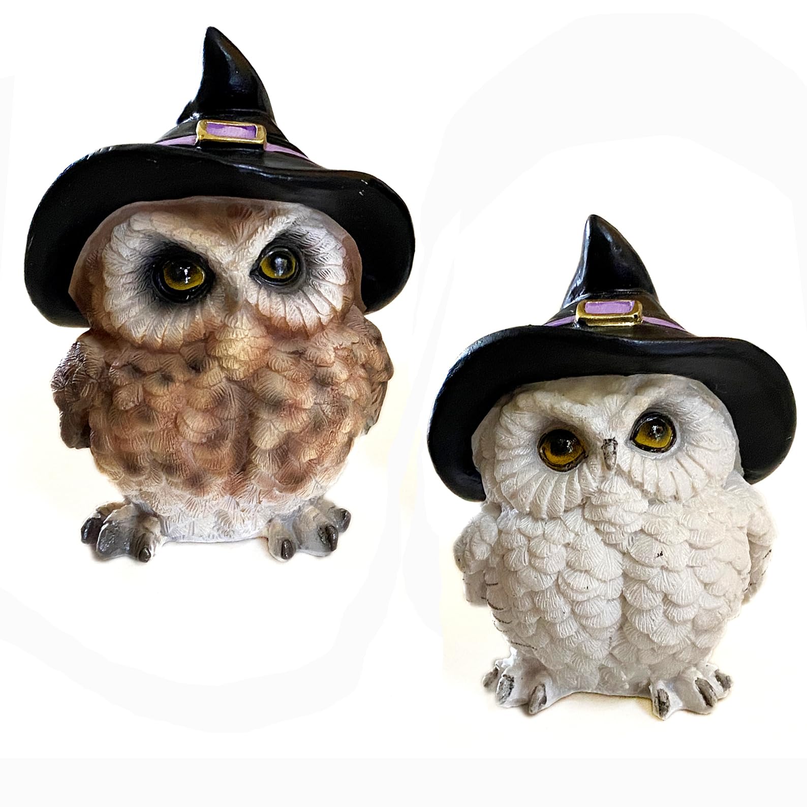 Basuo-9Q Pack of 2 Realistic Owls Halloween Decoration White Snow Owl ...