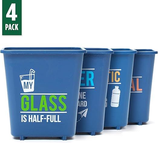Amazon.com: Mindable Mini Recycle Bin Sorter Set of 4, 2 Gallon, Indoor ...