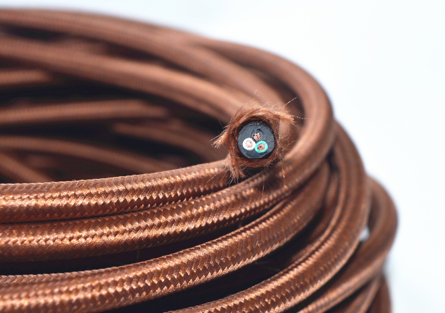 Cable de 3 hilos de color café 18/3, 3.05 m con cubierta de tela para ...