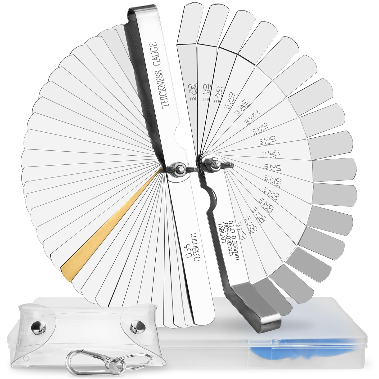 Mua Stainless Steel Feeler Gauge Set, 2PCS 32 Blades Feeler Gauge & 16 Blades Offset Thickness ...