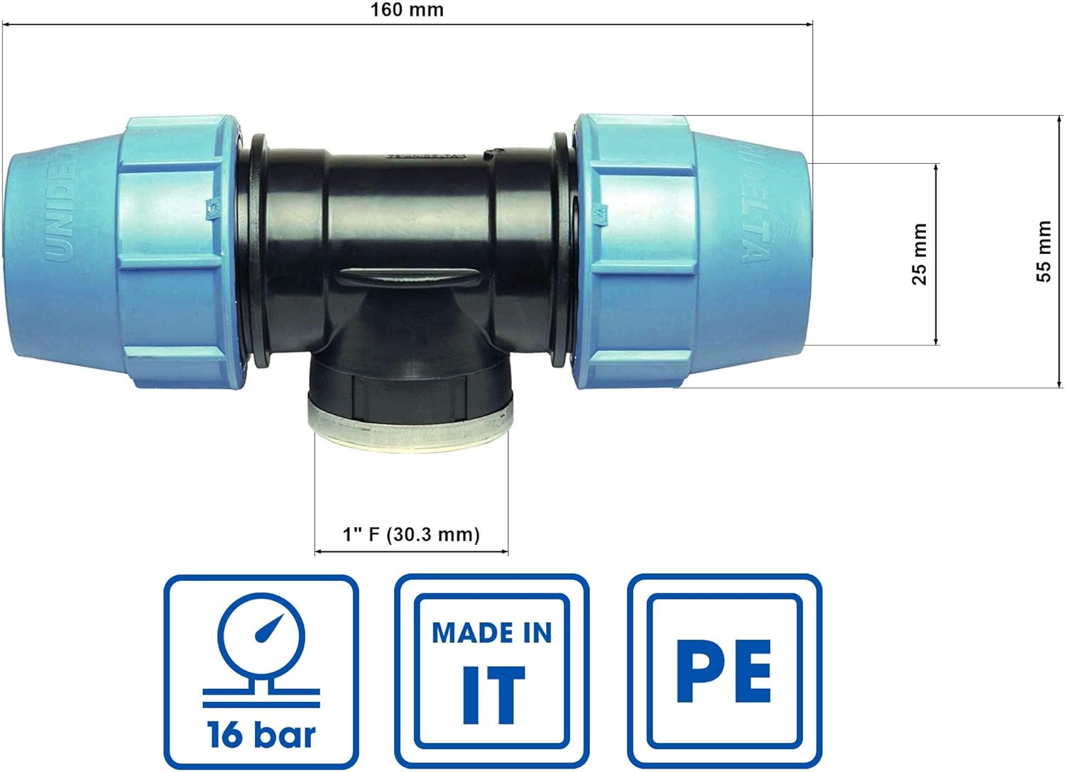 25 mm x 25 mm Female x 1″ Female MDPE PE tee Water Adaptor | Plastic ...