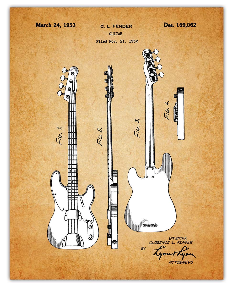 Amazon.com: Vintage Fender Guitar Poster Patent Prints - 11x14 Unframed ...