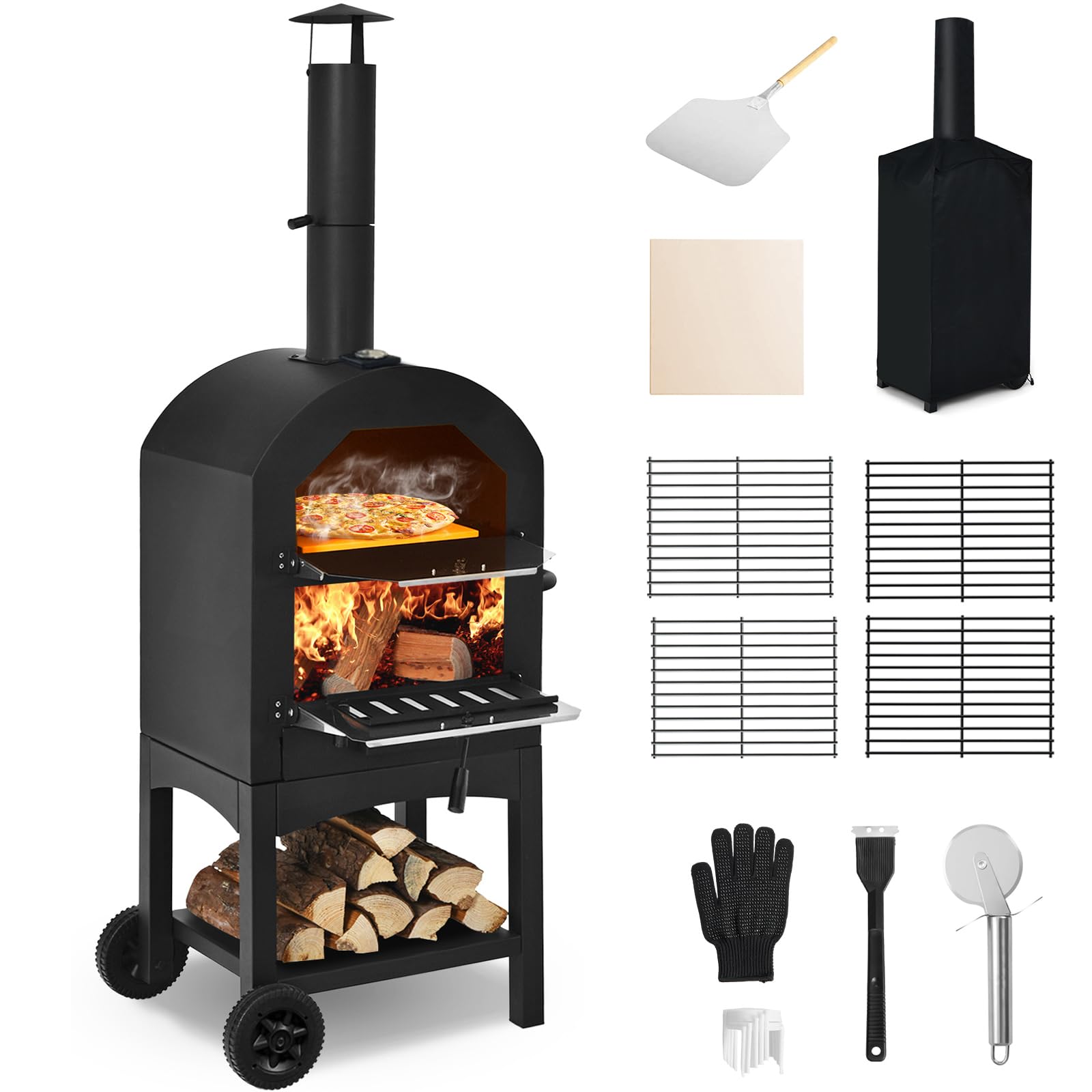 Mua Giantex Pizza Oven Outdoor, Wood Fired Pizza Oven with Pizza Stone ...