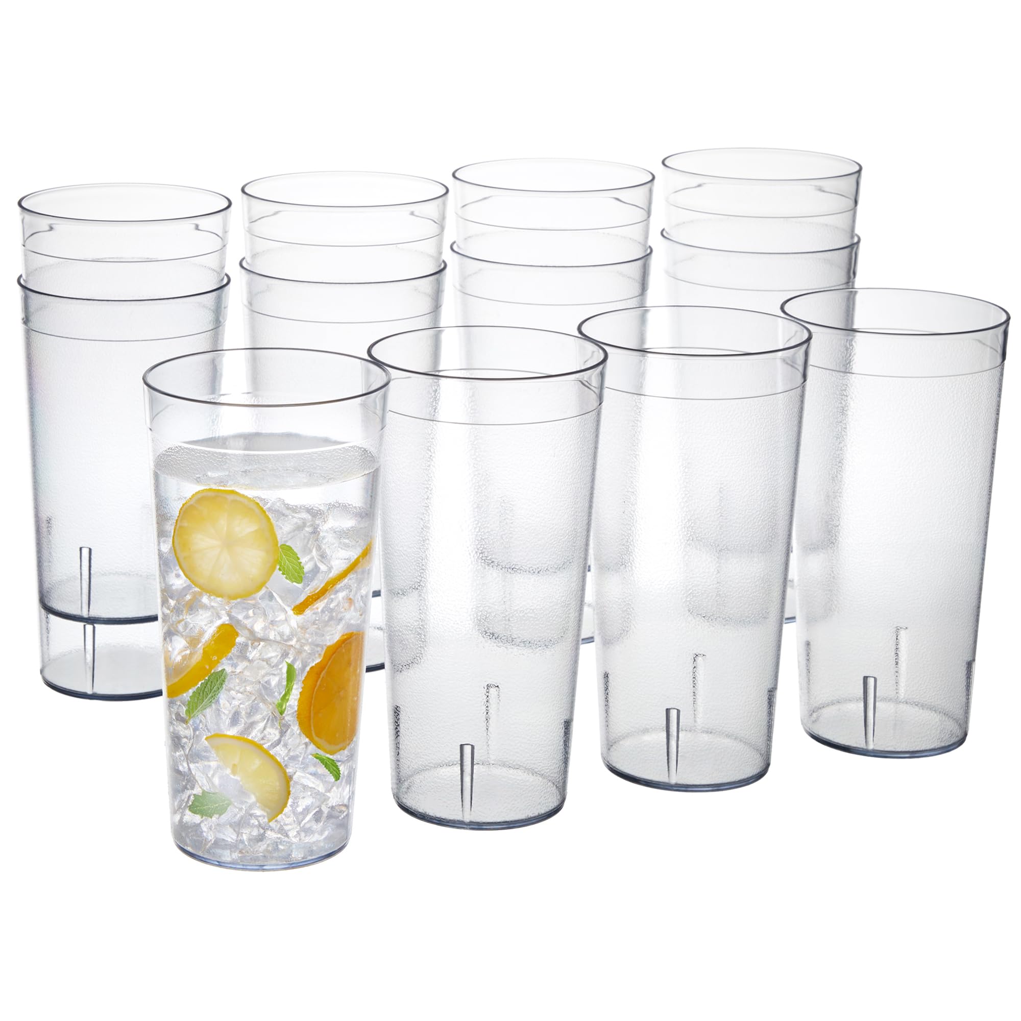 US Acrylic Café Plastic Reusable Tumblers (Set of 12) 32-ounce Iced-Tea Cups Clear | Value Set ...