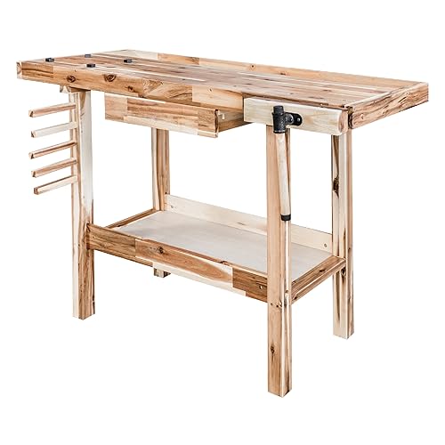 Olympia Tools 48-Inch Acacia Hardwood Workbench with Drawer - 330lbs ...