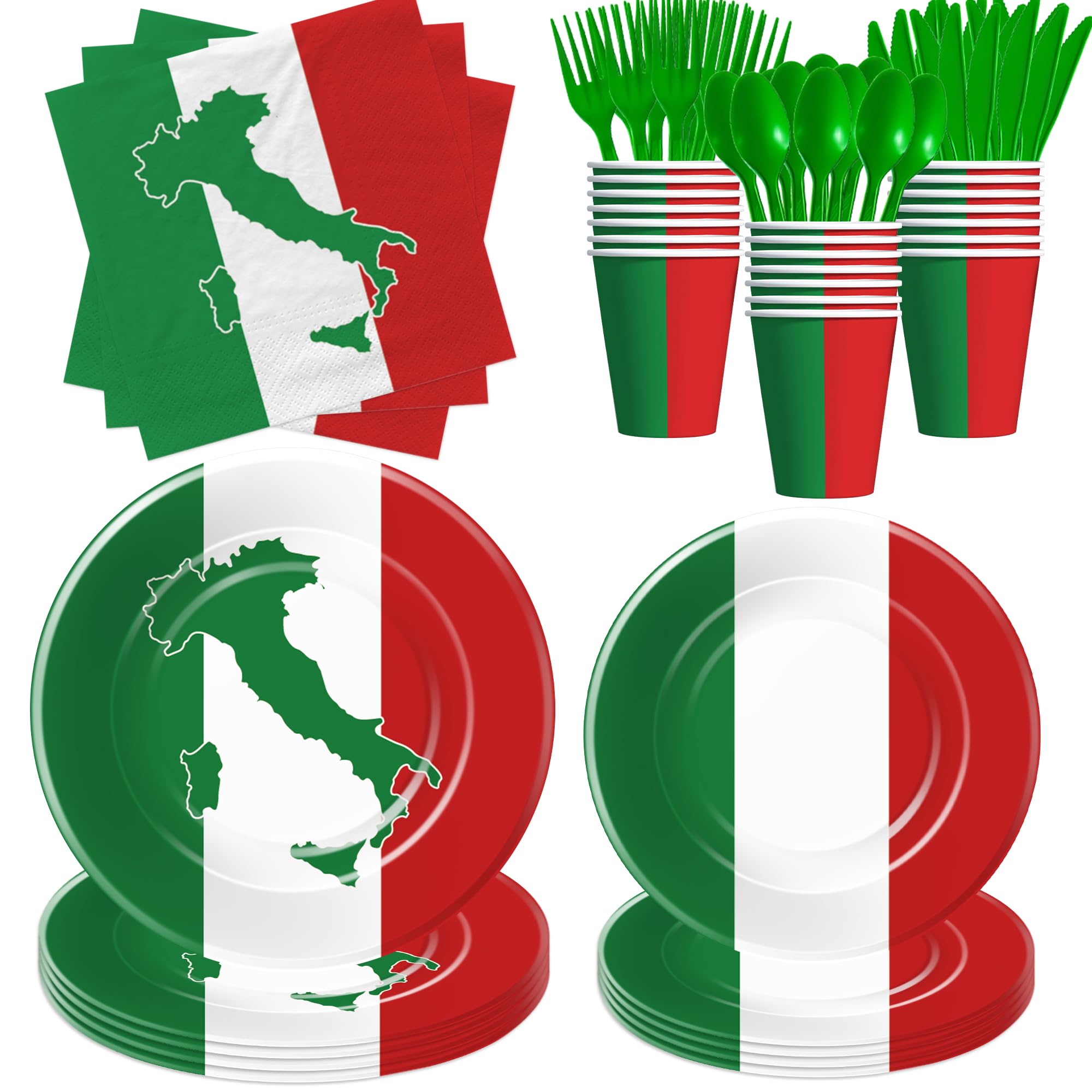 Suhelkit Italian Party Decorations Tableware - Disposable Italy Flag ...