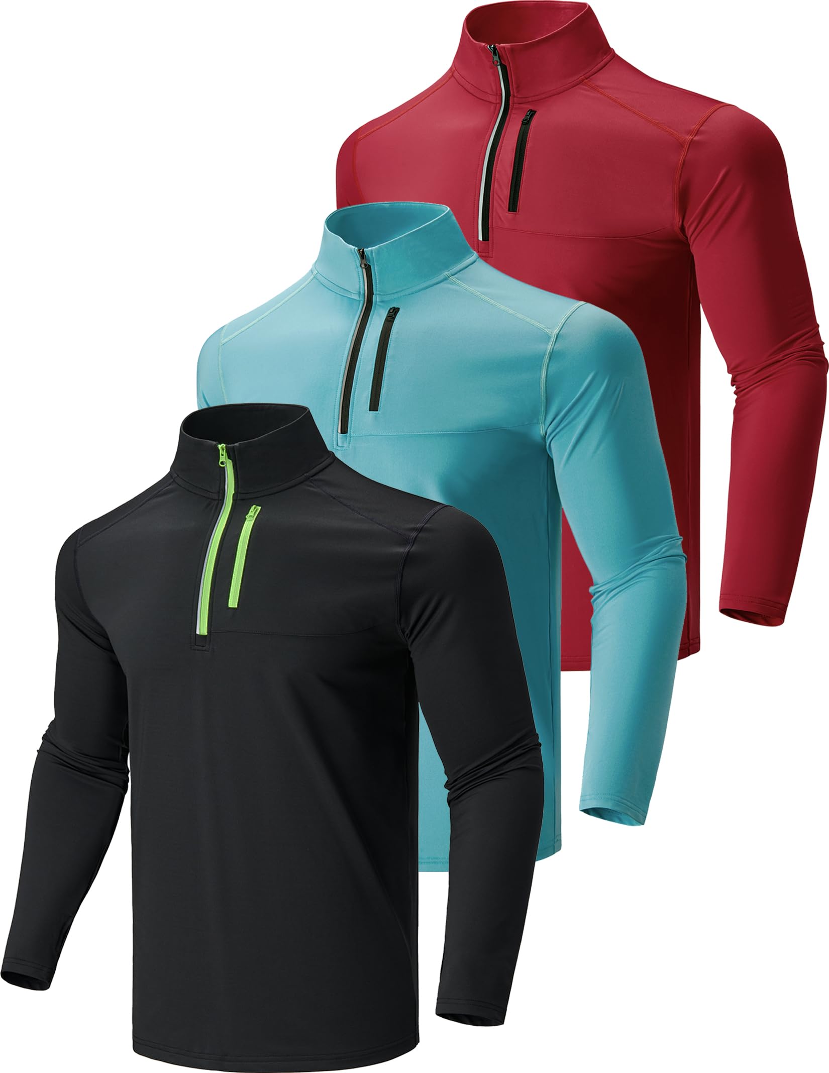 Liberty Imports 3-Pack Men’s Quarter-Zip Pullover – Lightweight Long ...