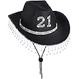 Amazon.com: JUSTOTRY 21st Birthday Black Cowboy Hat - 21ST Birth Day ...